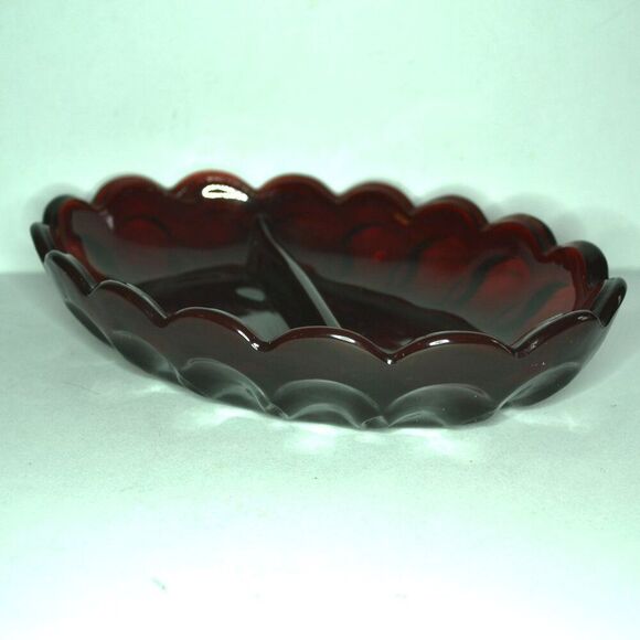 Anchor Hocking | Dining | Vintage Anchor Hocking Ruby Red Relish Dish ...